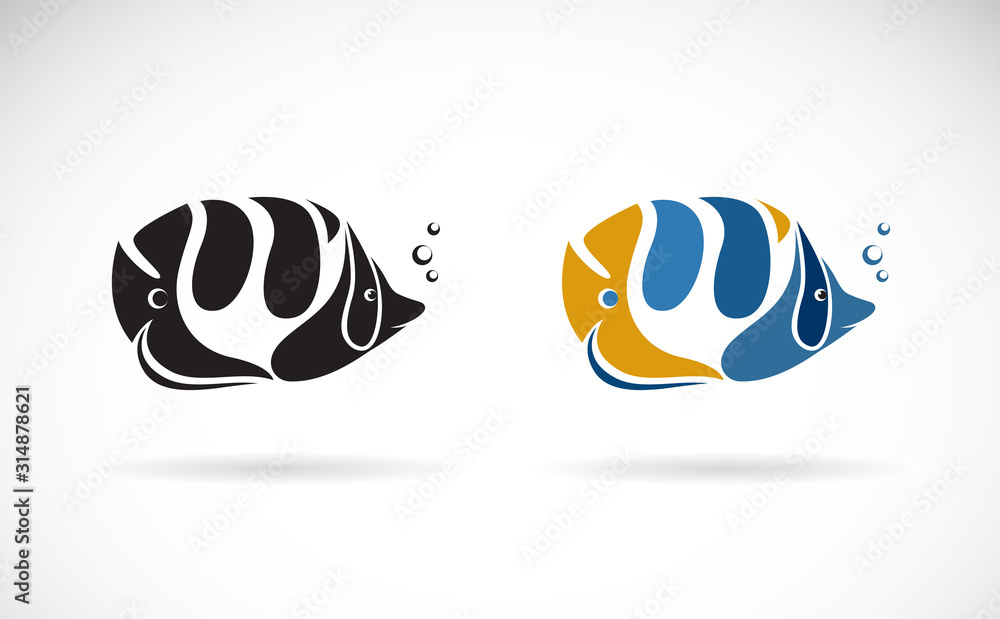 Vector of colorful sea fish on white background. Undersea animals. Easy ...