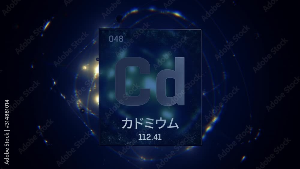 Cadmium as Element 48 of the Periodic Table. Seamlessly looping 3D ...