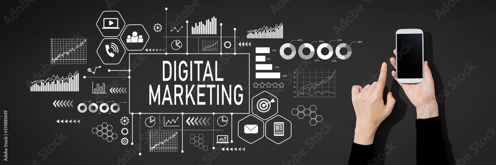 Digital marketing with person using a white smartphone Stock Photo ...