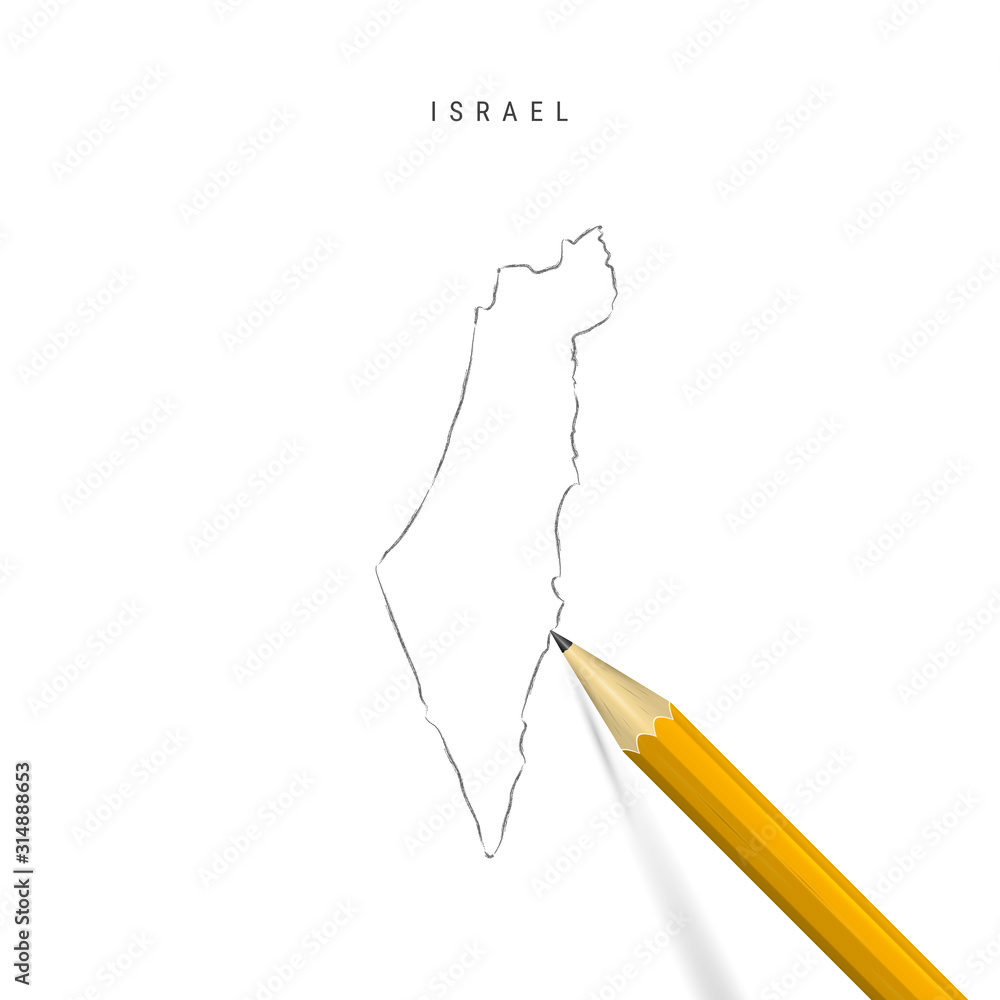 Israel freehand sketch outline vector map isolated on white background ...