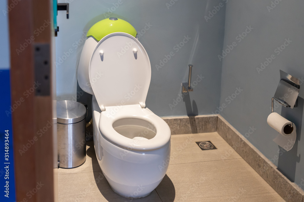 kid toilet sanitary ware. baby toilet bowl with stainless steel bin in ...