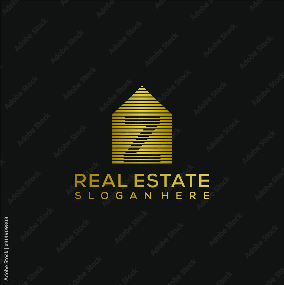 letter Z house template. real estate luxury logo design Stock Vector ...