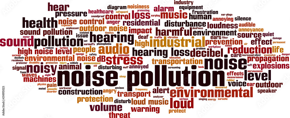 Noise pollution word cloud Stock Vector | Adobe Stock