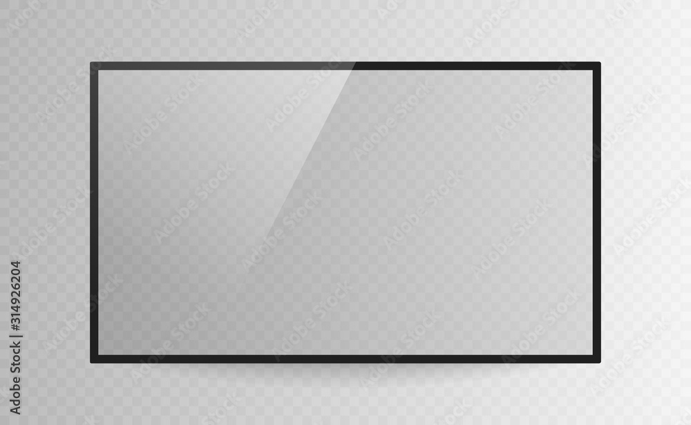 Realistic black television screen isolated on transparent background ...