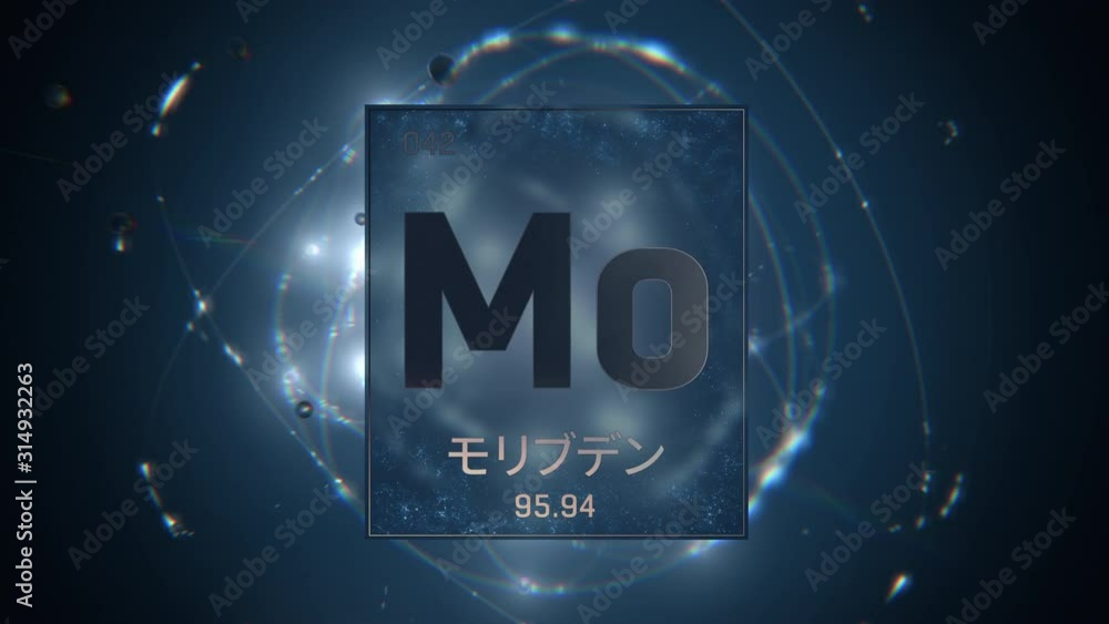 Molybdenum as Element 42 of the Periodic Table. Seamlessly looping 3D ...