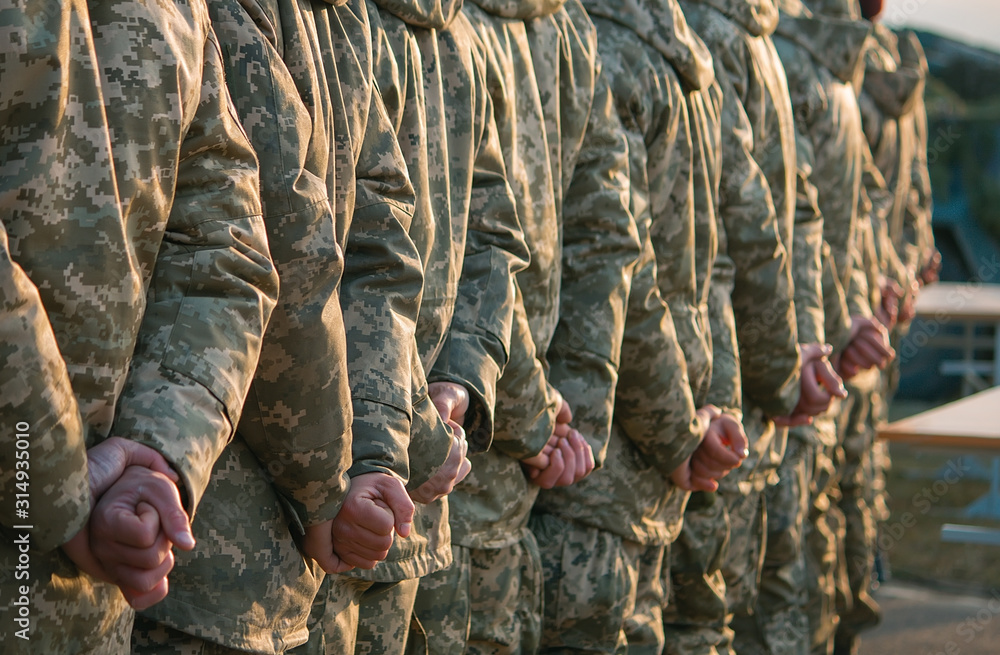 Army parade, military uniform soldier row march Stock Photo | Adobe Stock