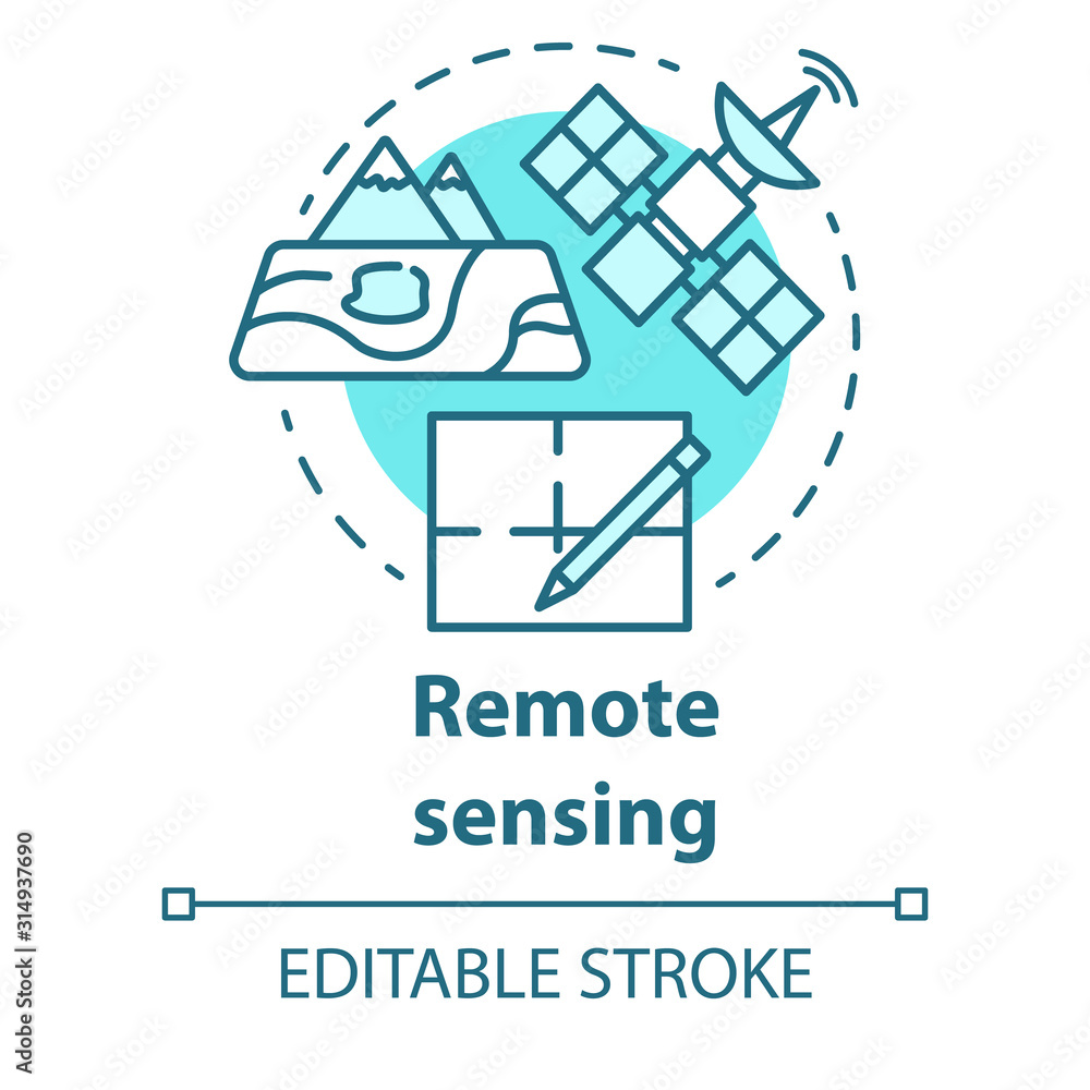 Remote sensing concept icon. Modern cartography. Earth exploration from ...