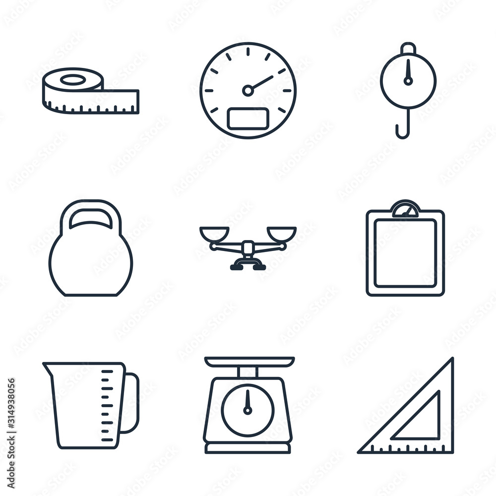 Set Measuring icon template color editable. Measuring pack symbol ...