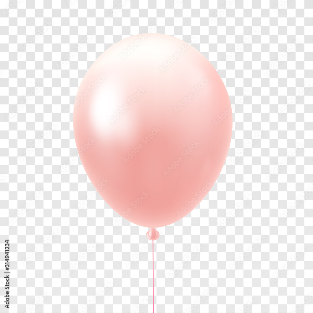 Light pink balloon isolated on transparent background. 3D Vector ...