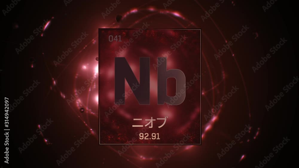 Niobium as Element 41 of the Periodic Table. Seamlessly looping 3D ...