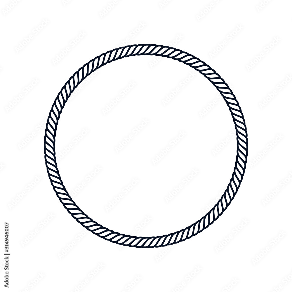 Circle rope frame -Endless rope loop isolated on white, including ...