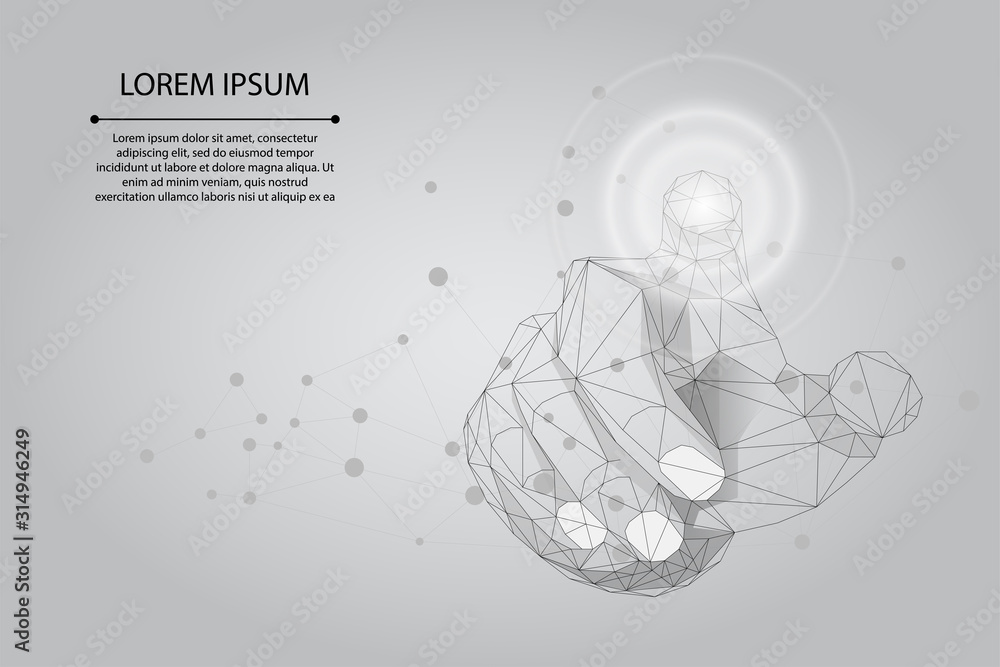 Abstract mash line and point Hand touch the circle interface technology ...