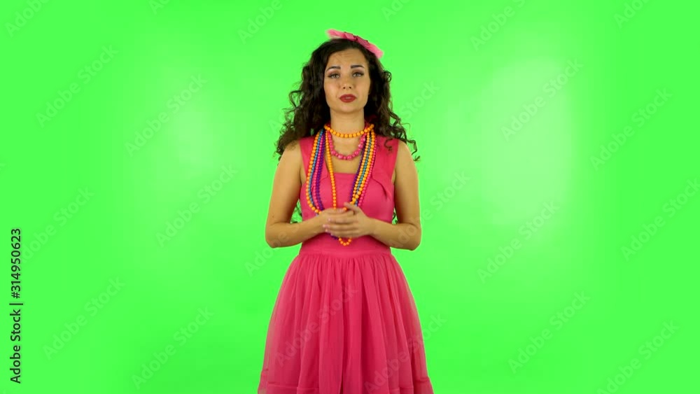 Beautiful girl is reporting and tells a lot of interesting informations ...