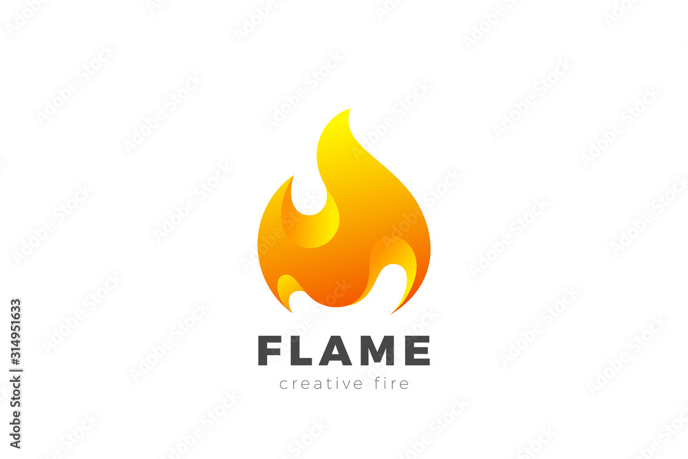 Fire Logo Flame design vector template. Burning Campfire Drop Droplet ...