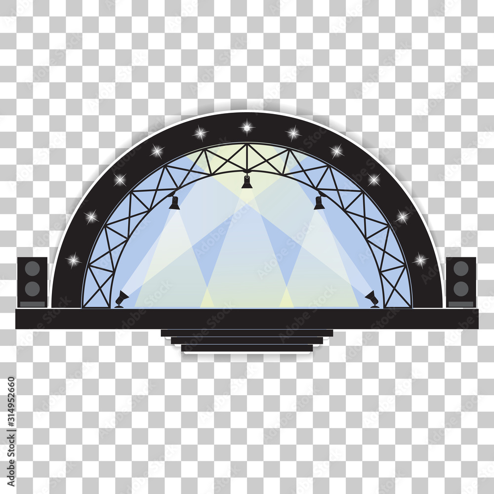 Concert stage and sound speakers isolated on transparent background ...