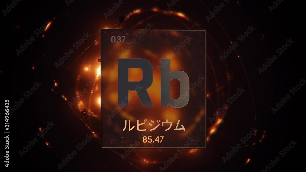 Rubidium as Element 37 of the Periodic Table. Seamlessly looping 3D ...