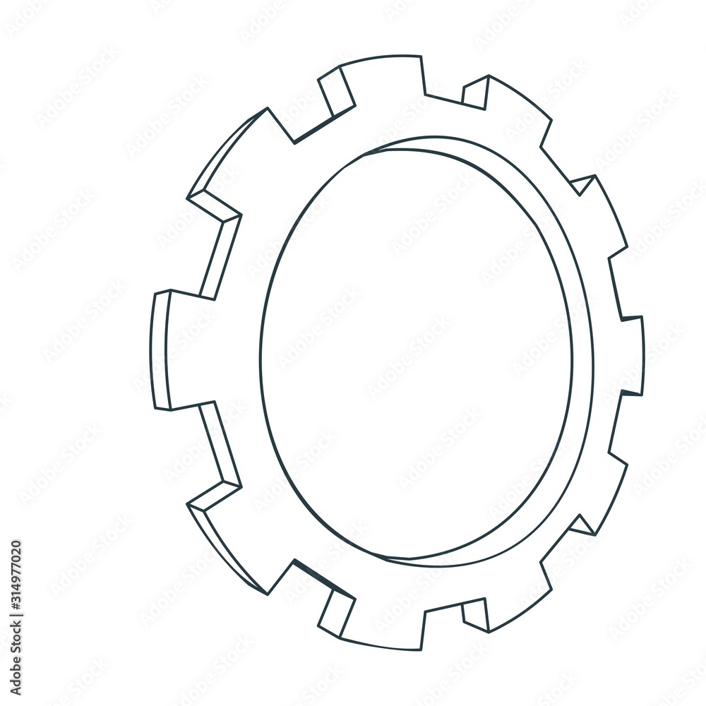 Isometric cog wheel model. Precision machinery concept. Technology and ...