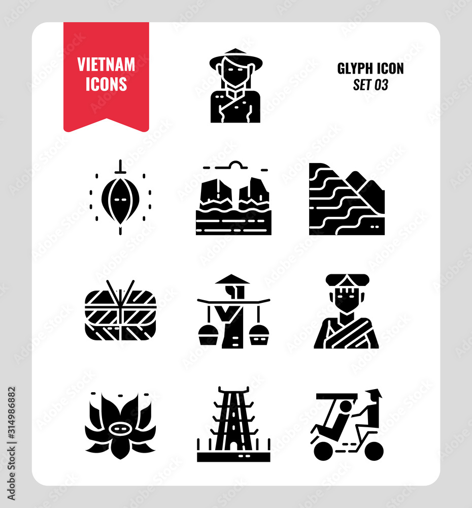 Vietnam icon set 3. Include landmark, people, food, culture and more ...