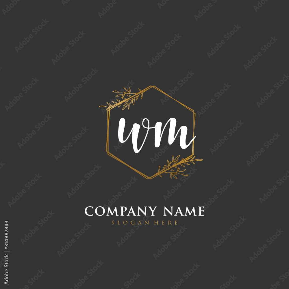 Handwritten initial letter W M WM for identity and logo. Vector logo ...