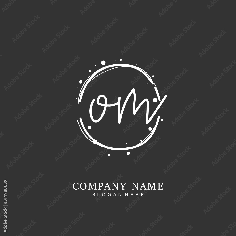 Handwritten initial letter O M OM for identity and logo. Vector logo ...