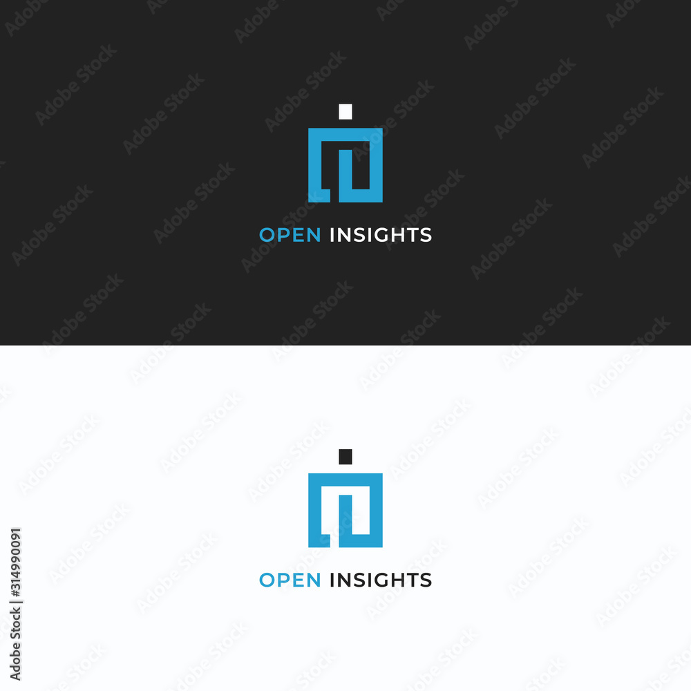 letter O and I logos with the combined form of the letters O and I ...
