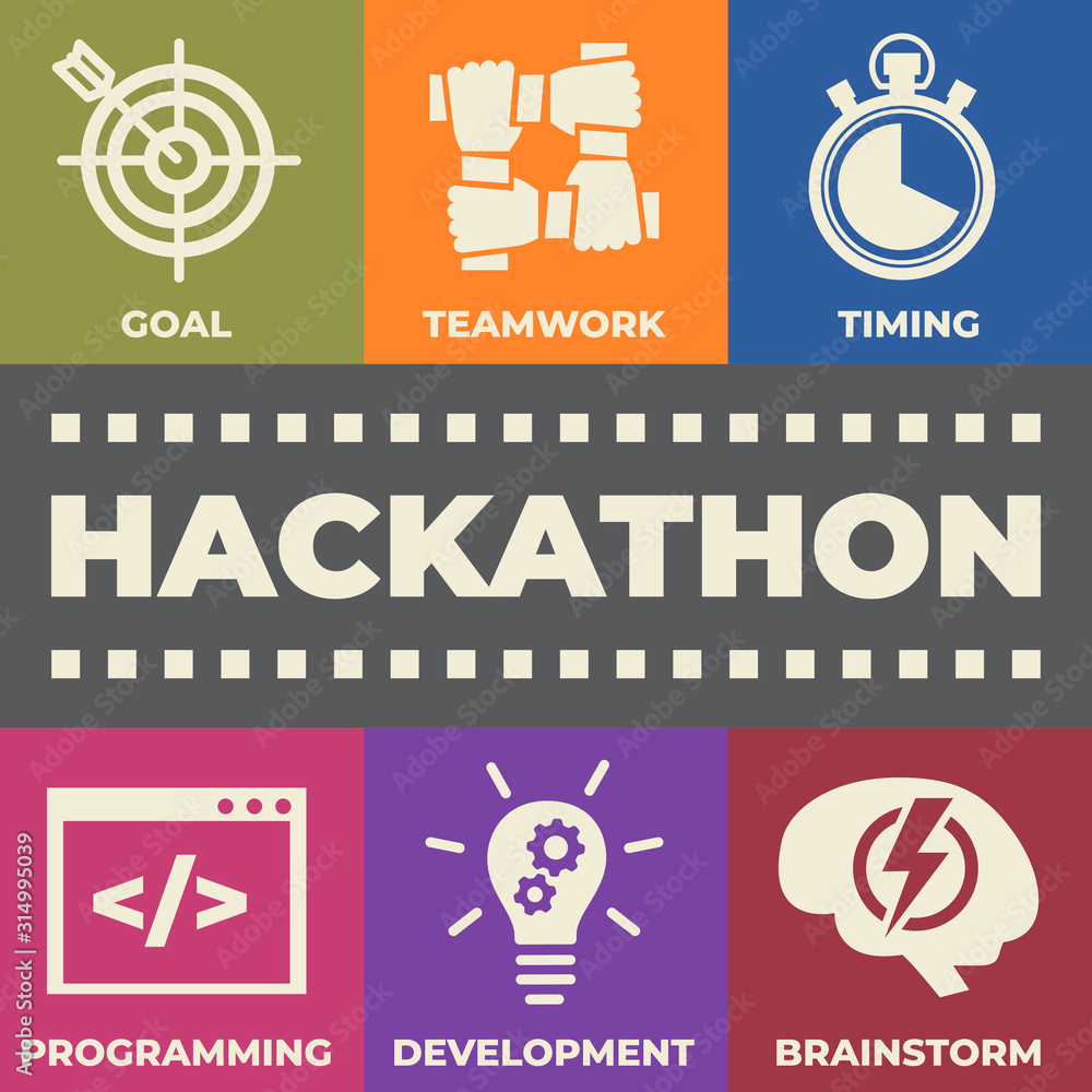 HACKATHON Concept with icons and signs Stock Vector | Adobe Stock