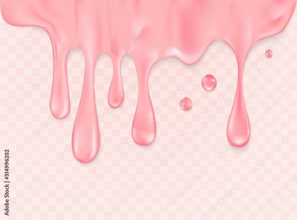 Pink frosting dripping horizontal border transparent vector background ...