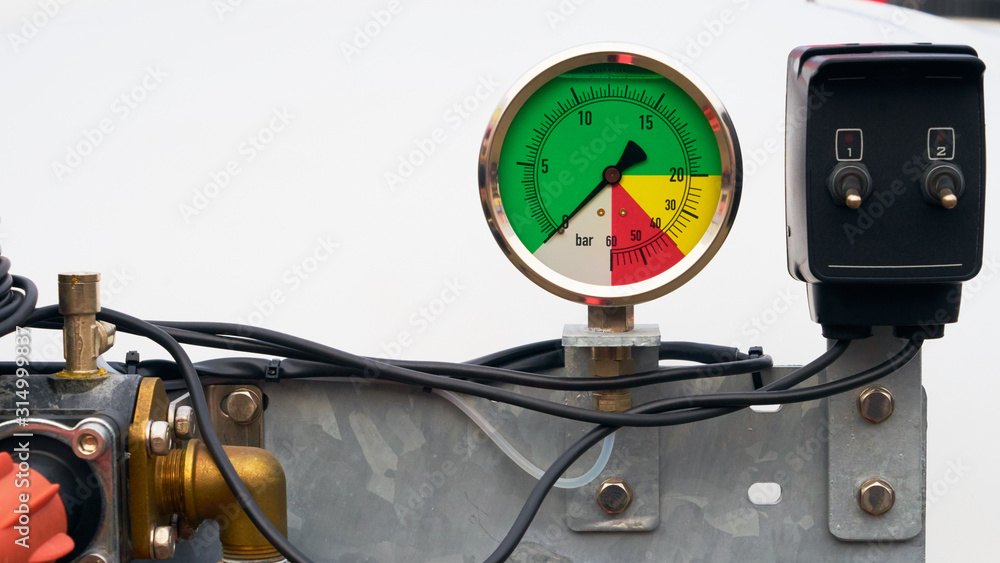 Pressure gauge. A device for measuring pressure. Stock Photo | Adobe Stock