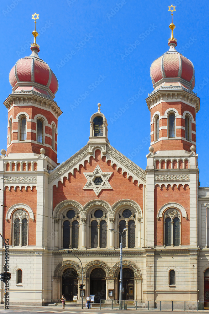 View of Pilsen Great Synagogue, built in 1893 and representing a ...