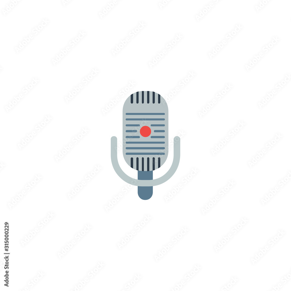 Studio Microphone Flat Vector Icon. Isolated Recording Studio ...