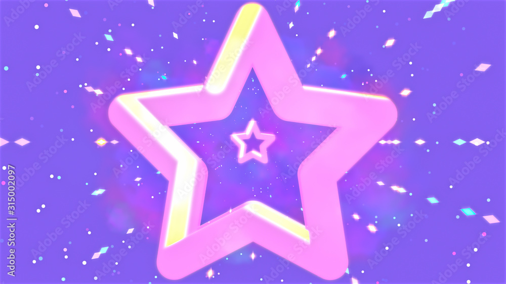 Cartoon magic stars with glint effect. 3d rendering picture. Stock ...