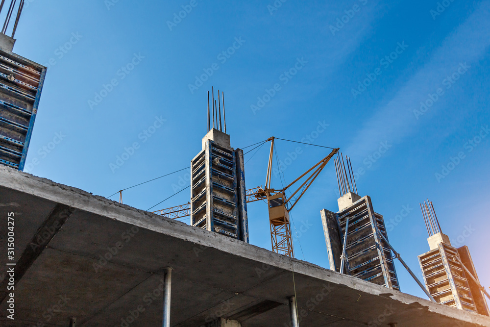 Building construction on monolithic technology. Concrete frame of the ...