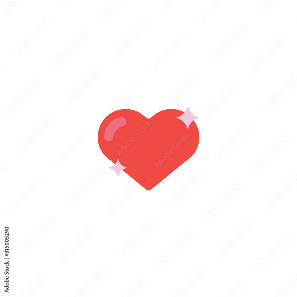Sparkling Heart Flat Vector Icon. Isolated Shining Red Heart, Love ...