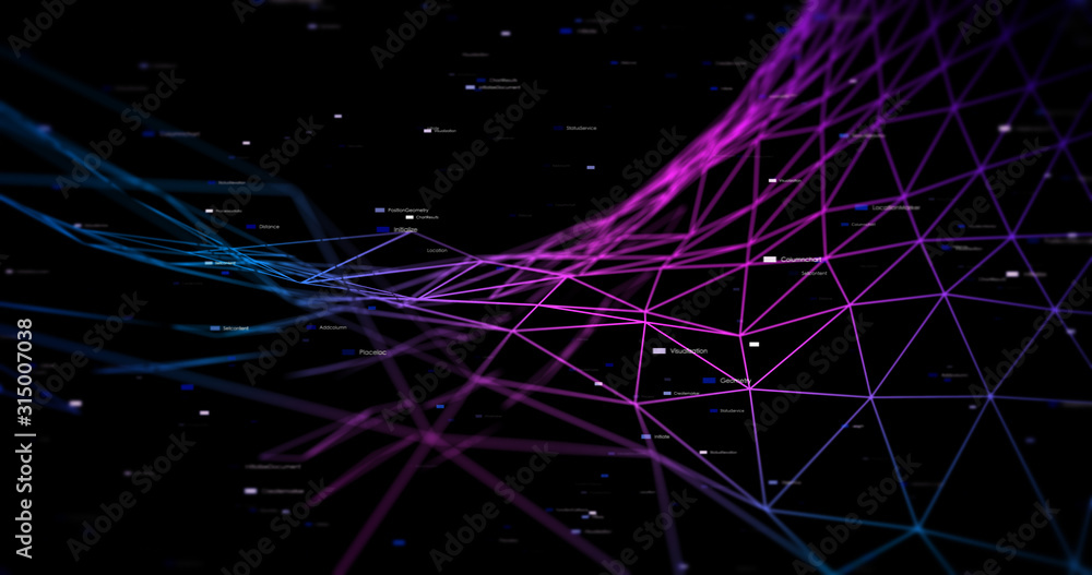 3D Wireframe Abstract Background Illustration Render With Moving Lines ...