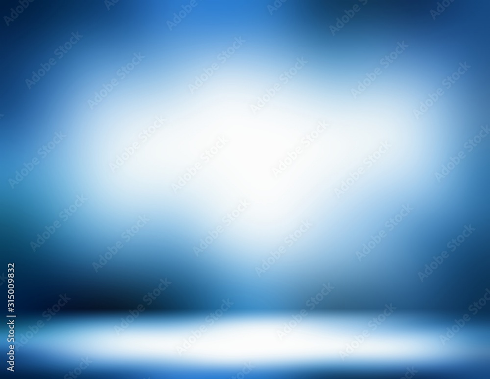 Bright spotlight in dark blue room 3d. Cold empty background. Wall ...