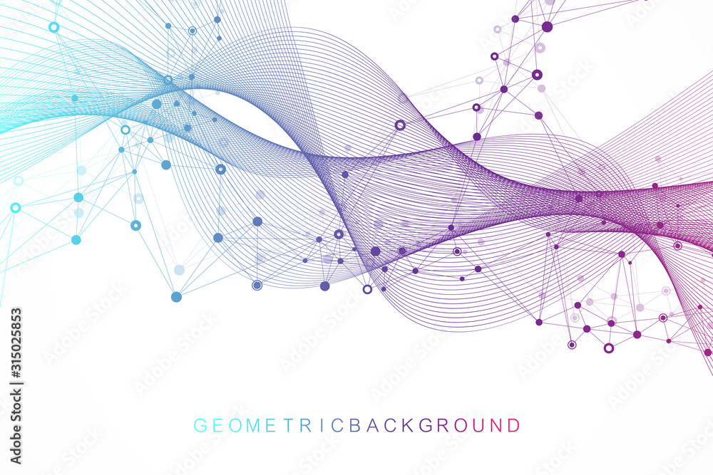 Abstract Dynamic Motion Lines And Dots Background With Colorful Particles Digital Streaming