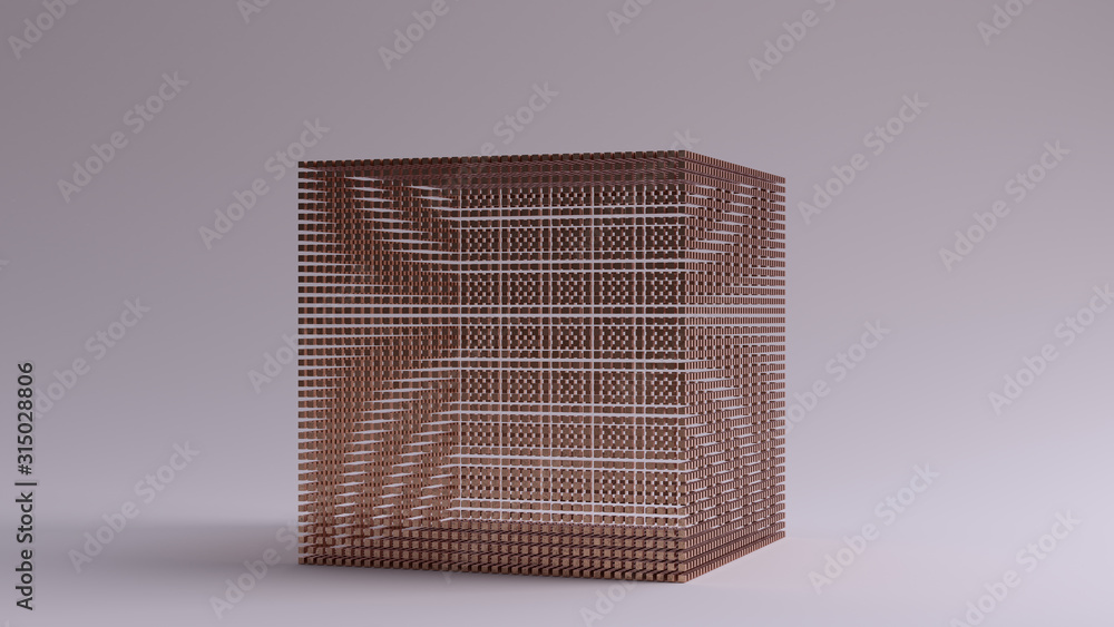 Bronze Cube Made out of Lots of Small Cubes with a Visual Aliasing ...