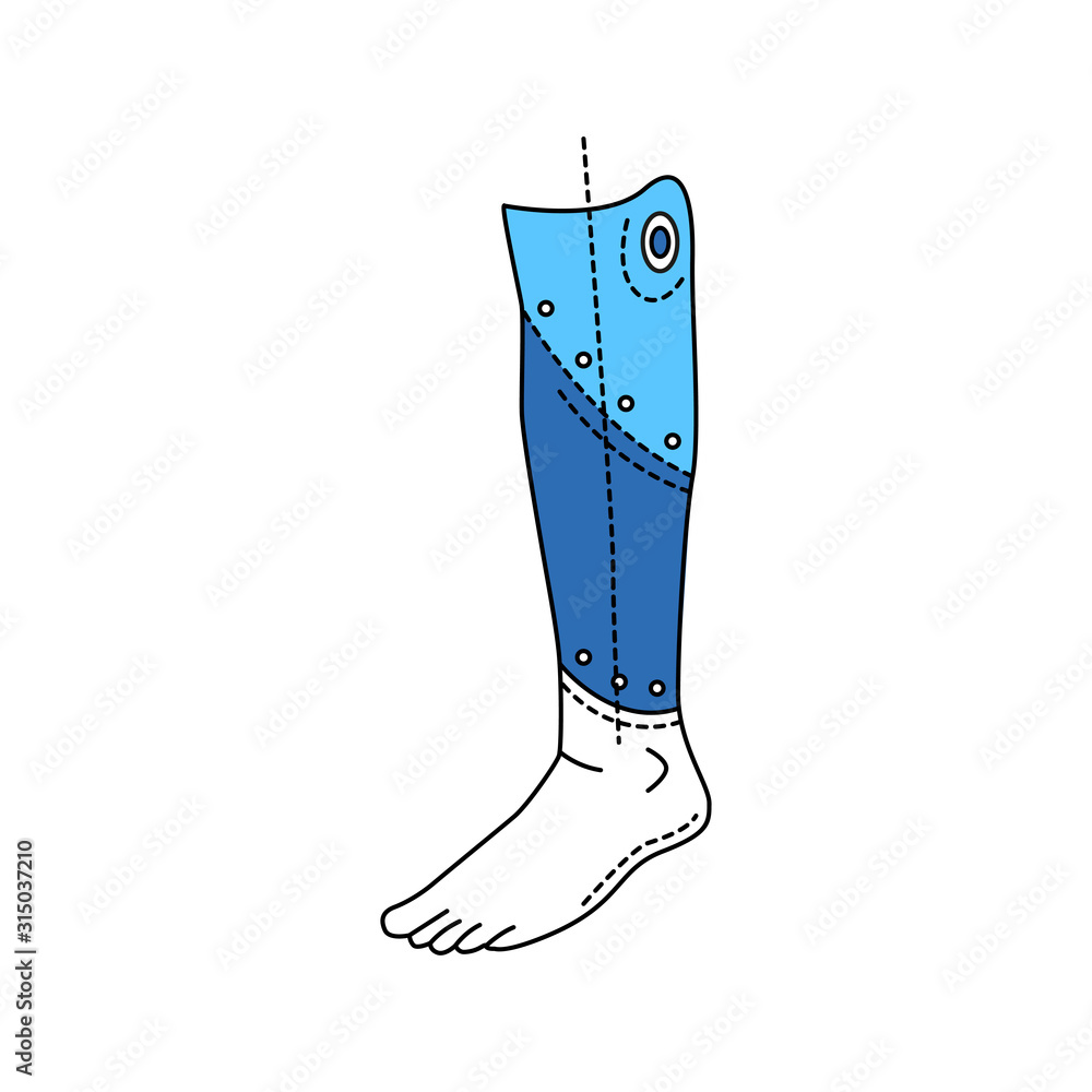 Bio artificial leg color line icon. Type of prosthesis. Replaces an ...