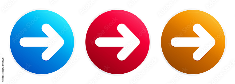 Next arrow icon premium trendy round button set Stock Vector | Adobe Stock