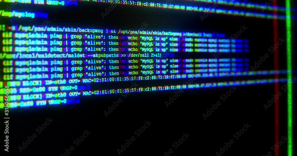 Computer software errors with glitch on system server log lines ...