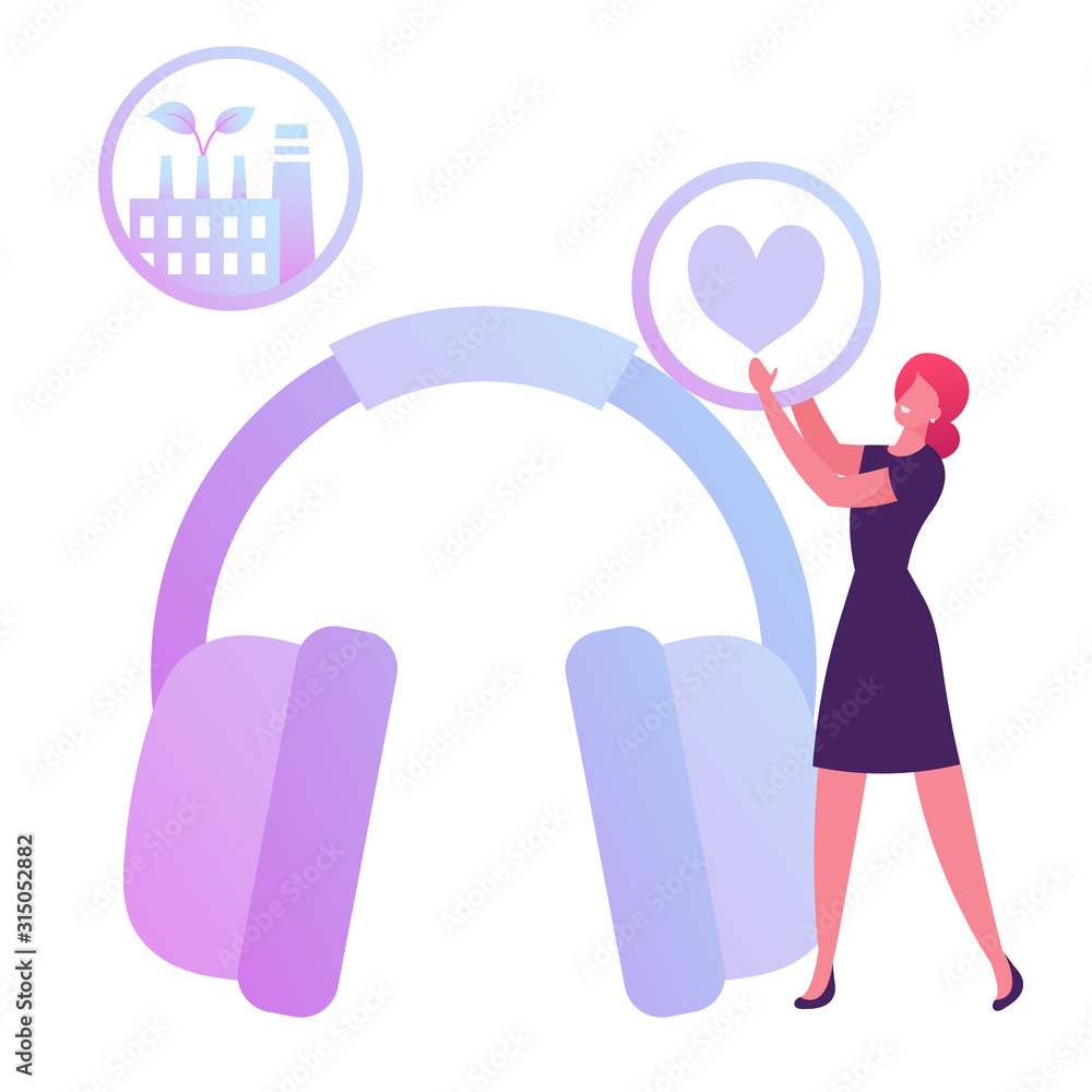 Vecteur Stock Hse Concept. Woman Holding Heart Icon in Hands Stand near ...