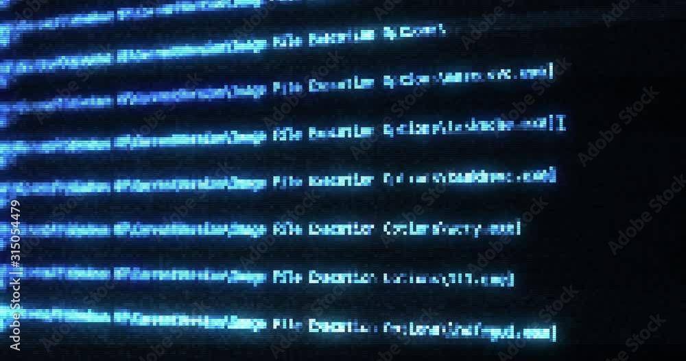 Computer software errors with glitch on system server log lines. Concept for computer virus and ...