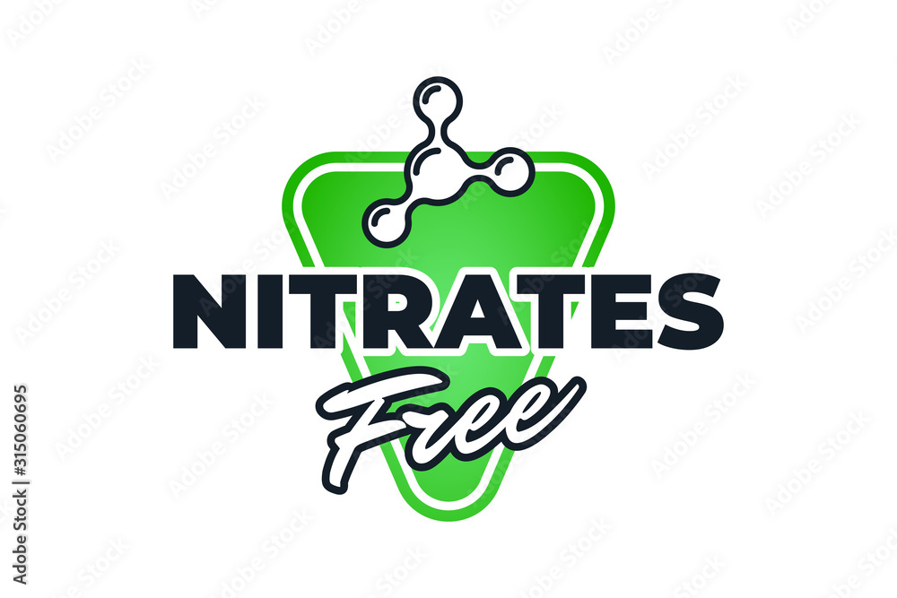 Nitrates free green badge for diet control icon. Non toxic no fungicide ...