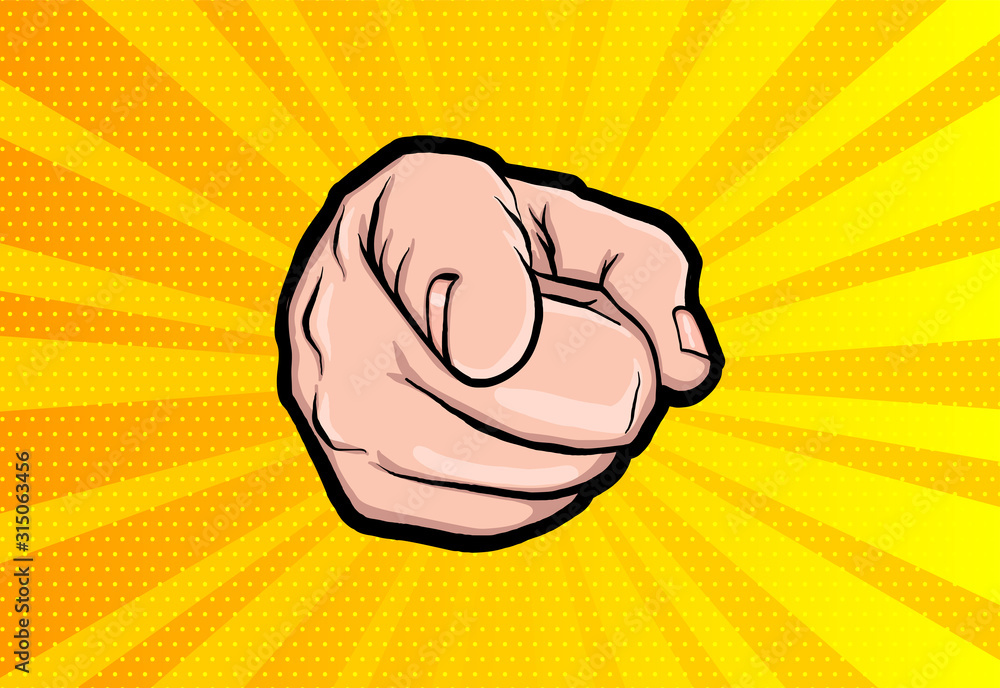 Uncle sam hand in pop art style Stock Vector | Adobe Stock