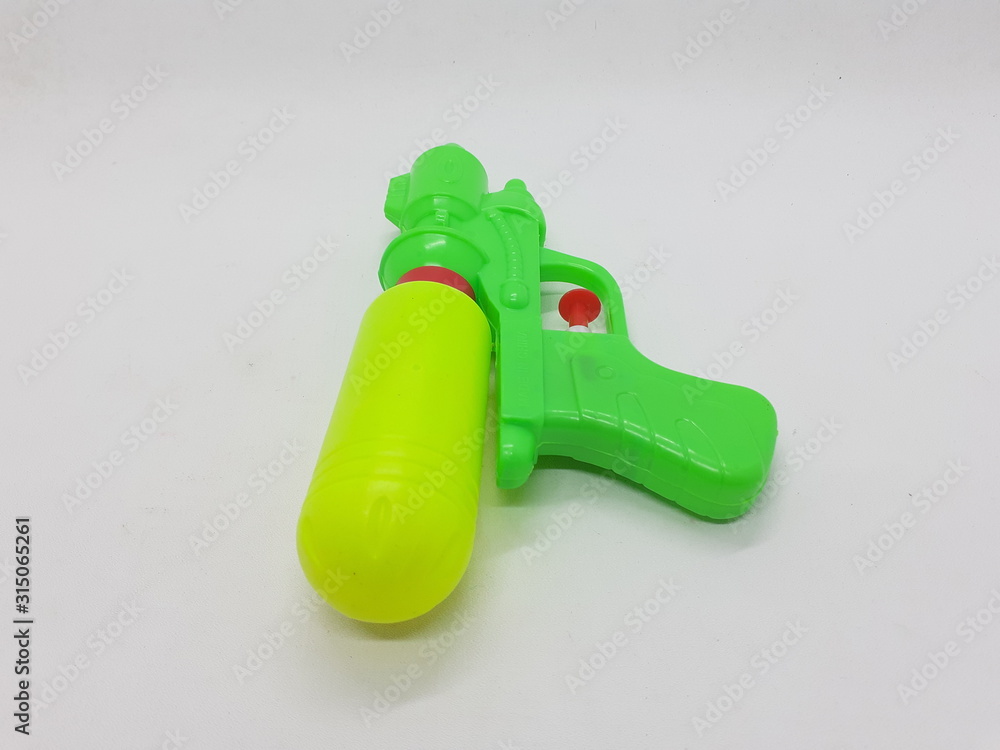 Cute Green Plastic Handheld Water Gun with Yellow Small Water Tank for ...