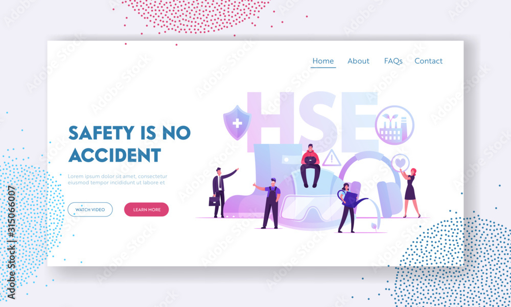 HSE Website Landing Page. Tiny Male and Female Characters and ...