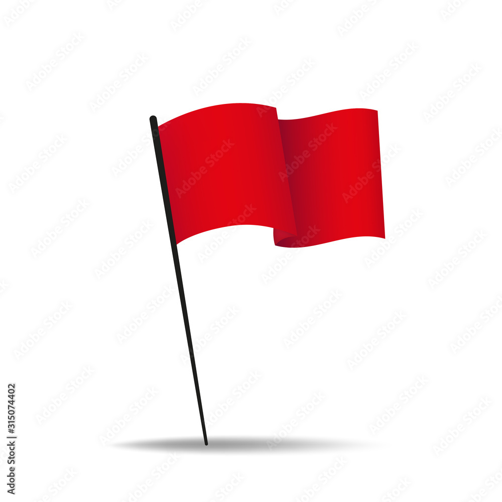 Red Flag vector isolated illustration. Shiny silk fabric. Sport concept ...