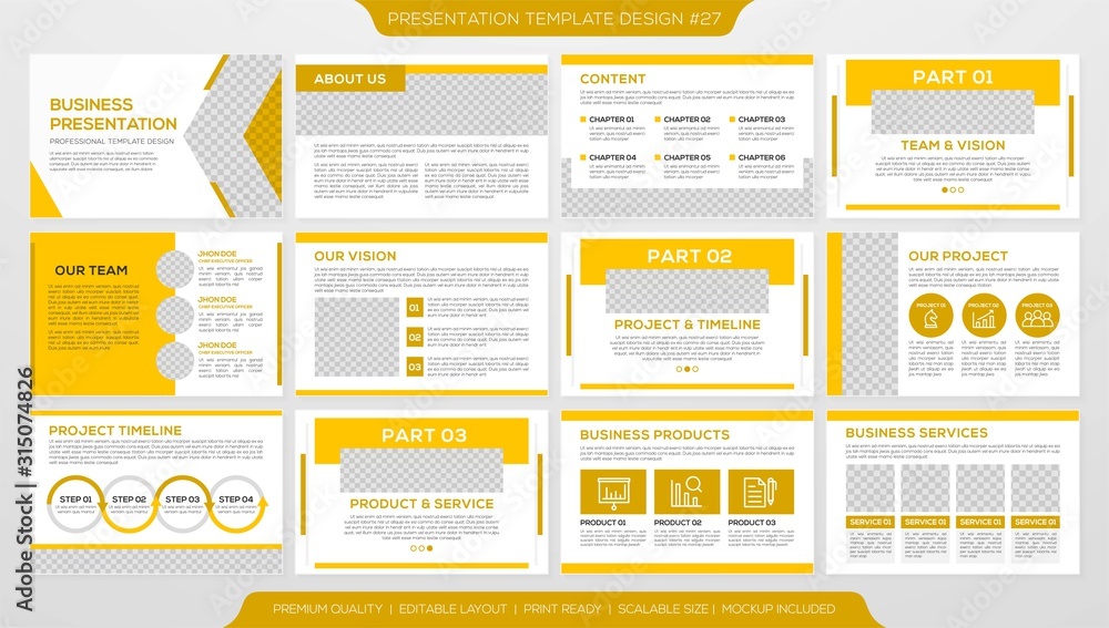 set of business presentation template with minimalist style and modern ...