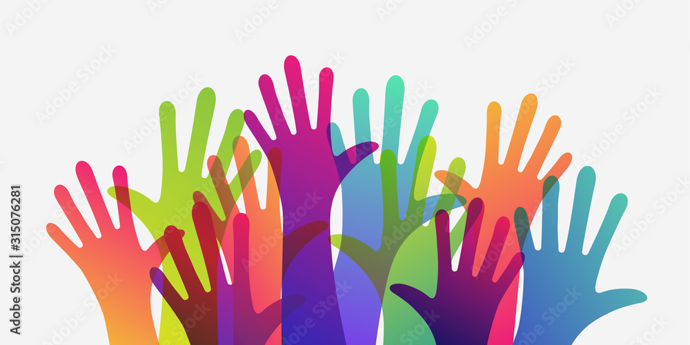 hands of different colors. cultural and ethnic diversity, vector ...