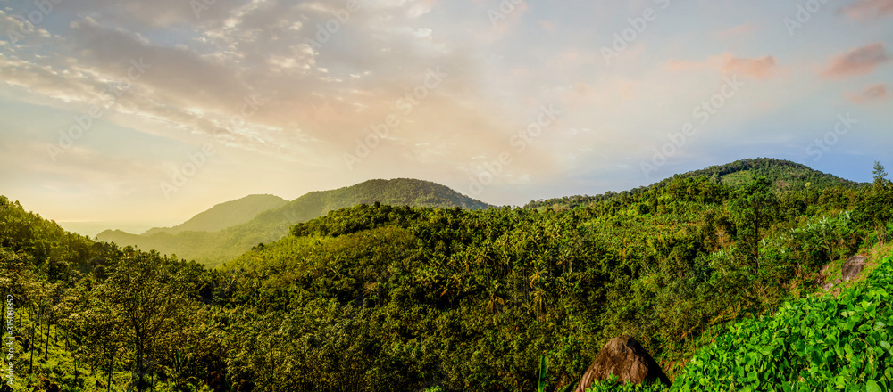 Vazhamala in Kerala Beautiful sunset view nature scenery, green ...